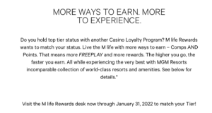 [Updated] MGM M life Tiers - M life Status Match - TravelZork